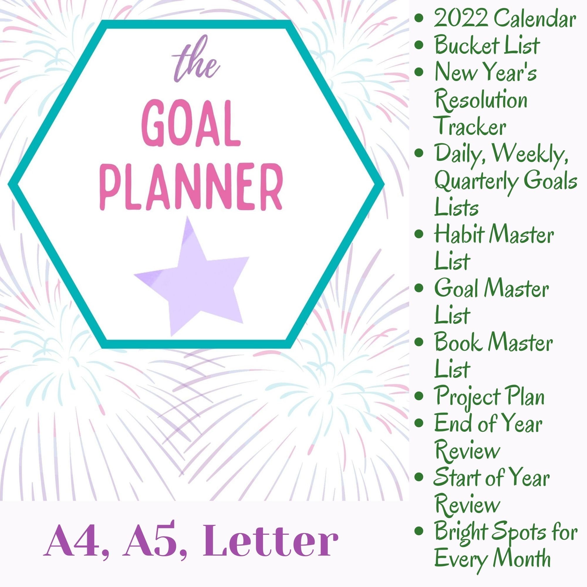 DIGITAL 2022 GOAL PLANNER Printable 52 Pages Bucket List, Daily ...