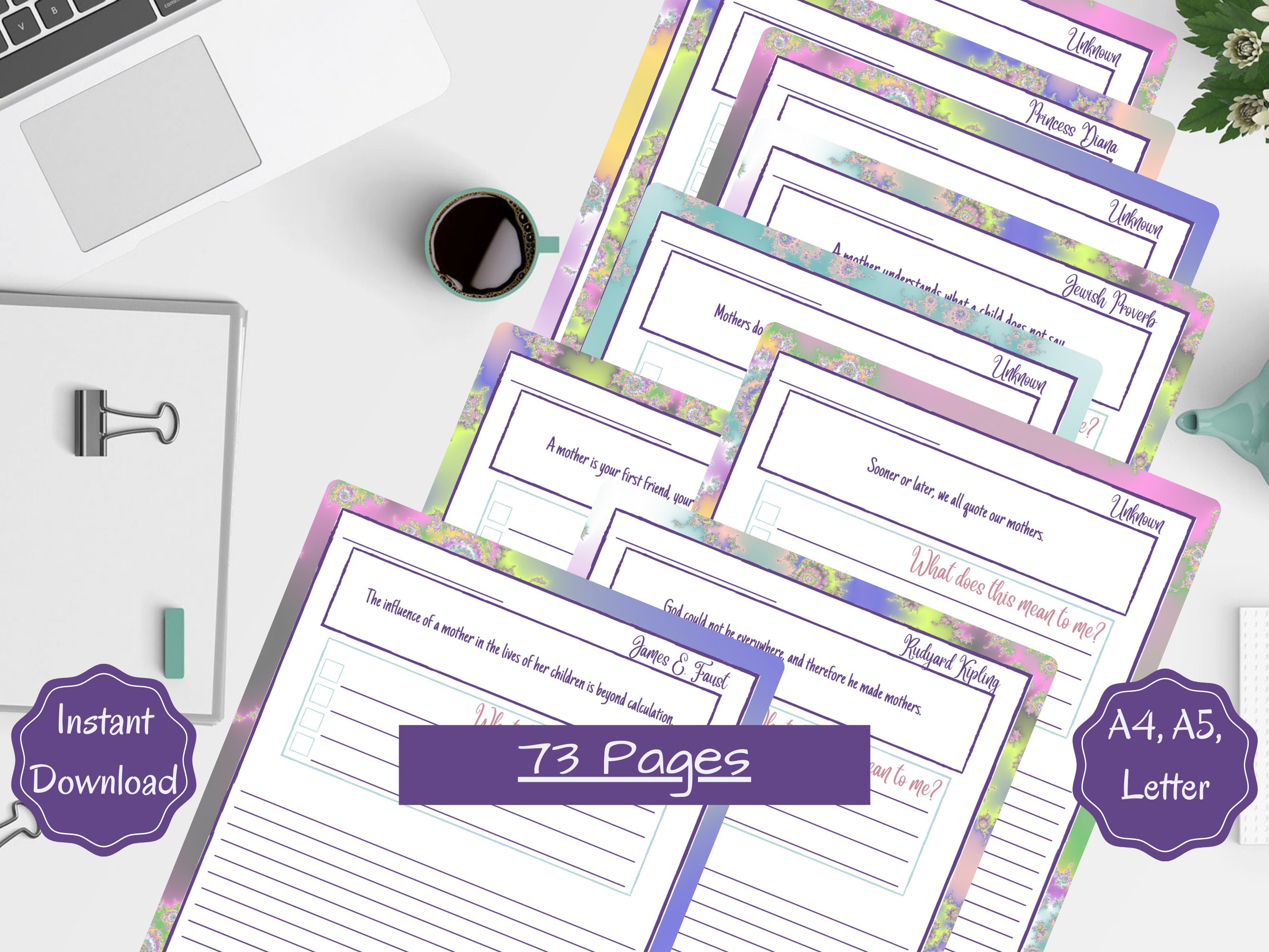 DIGITAL MOTHERS DAY Journal Reflection and Review Download 73 Pages, 11 ...