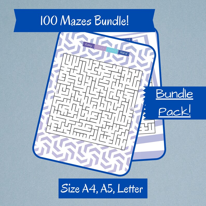 DIGITAL 100 MAZES BUNDLE, 4 Difficulty Levels, Maze Bundle, Maze Pack ...
