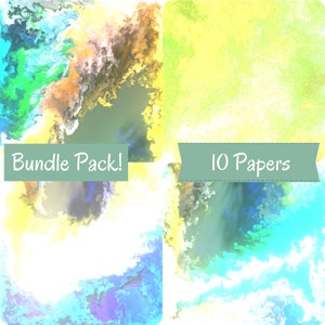 10 DIGITAL Papers FLUID ART Designs 300 D P I in Blue, Yellow, and More ...