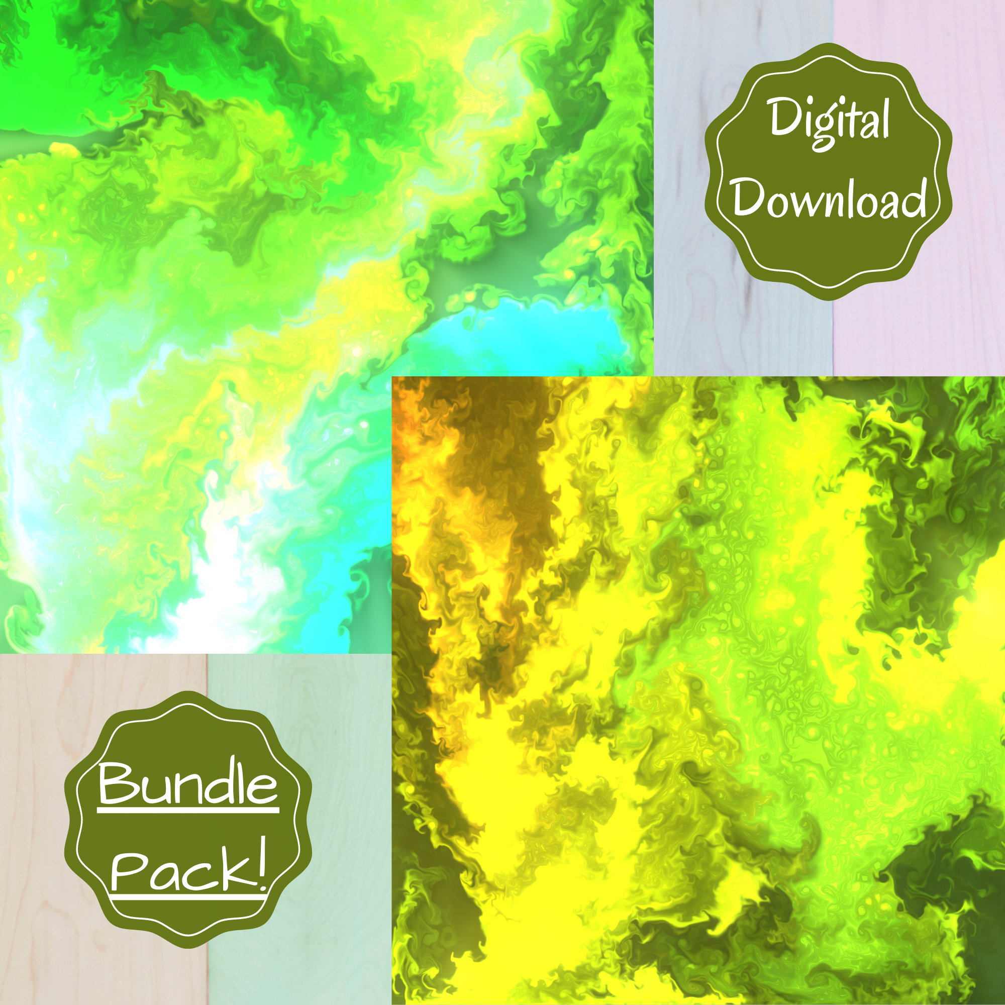 10 DIGITAL Papers FLUID ART Designs 300 D P I in Blue, Green, and More ...