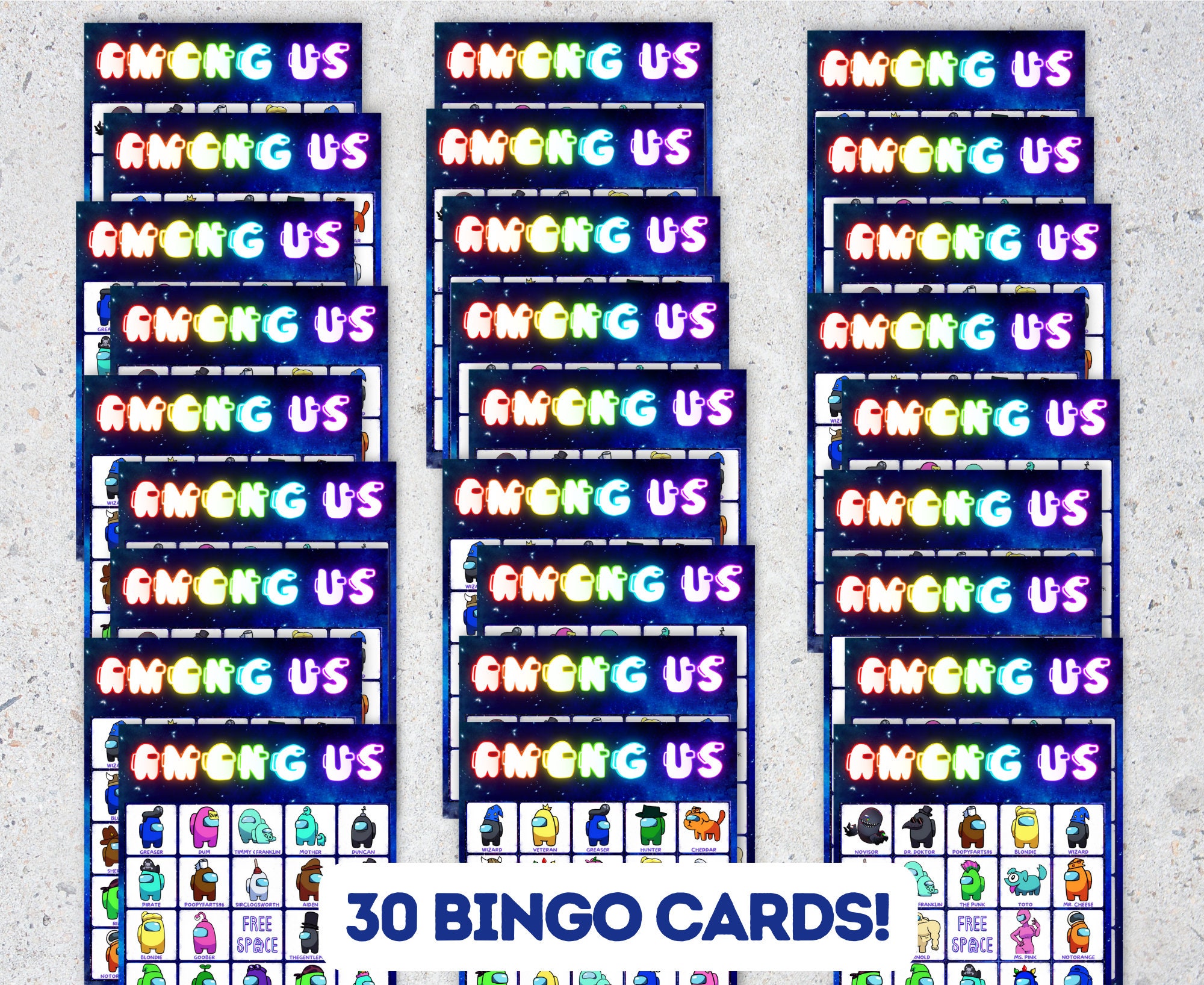 Party Bingo Among Us Birthday Gamer Bingo Imposter Game - Etsy