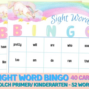 SIGHT WORD Bingo | DOLCH Primer | Instant Download | Kindergarten ...