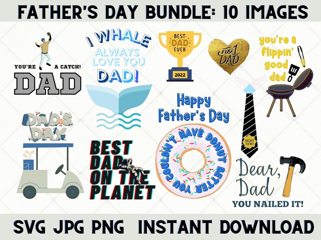 Fathers Day Clipart Bundle, Father's SVG Bundle, Fathers Day PNG, Dad ...