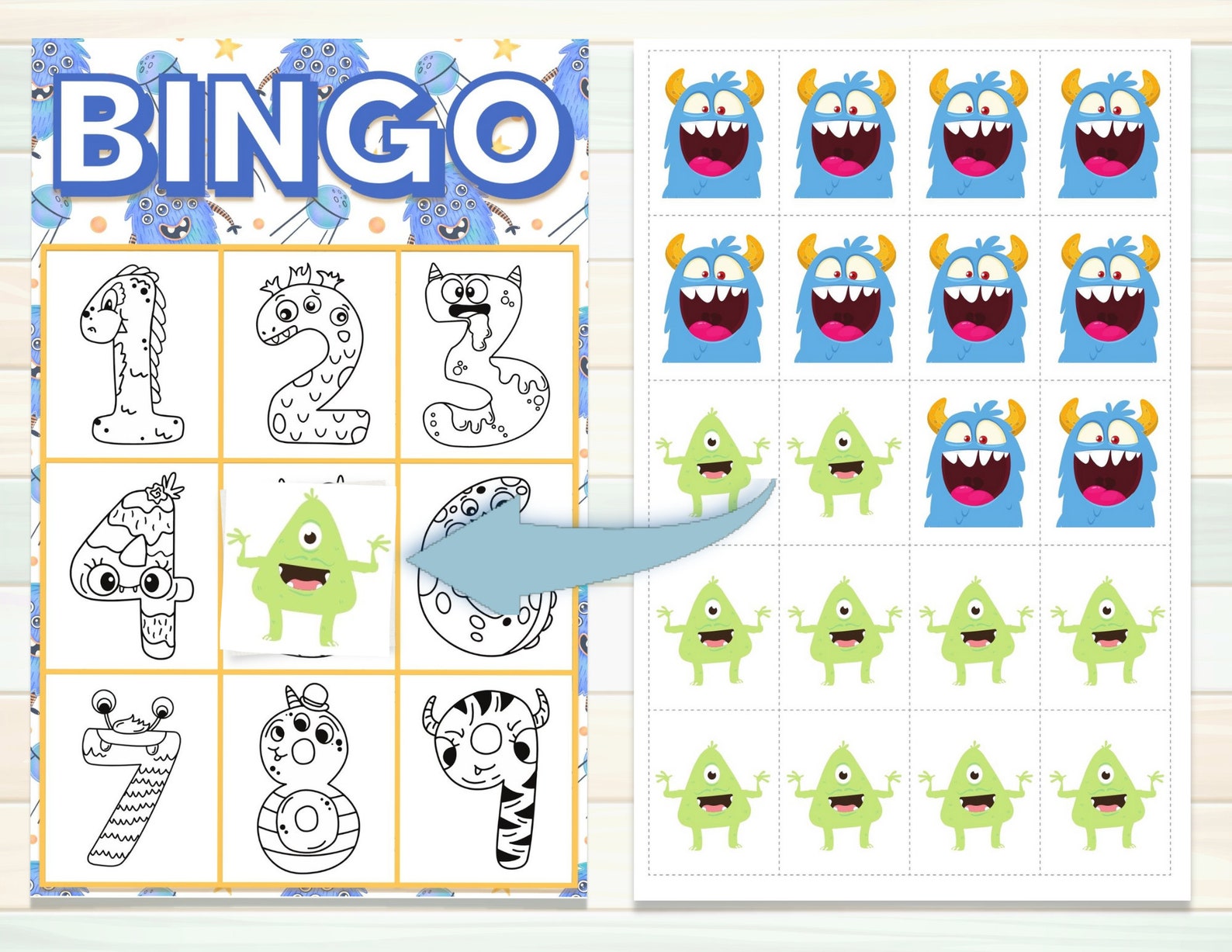 Numbers Bingo Game for Preschoolers Birthday Party Games Numbers ...