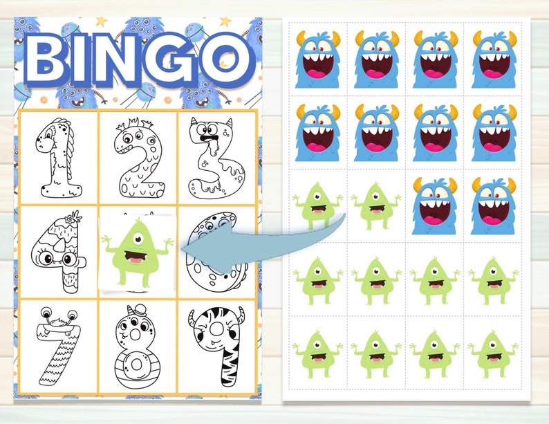 Numbers Bingo Game for Preschoolers Birthday Party Games Numbers ...