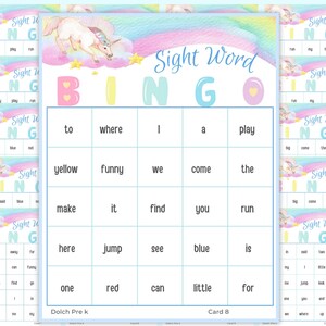 Prek Sight Word Bingo | Dolch Sight Words | Instant Download ...