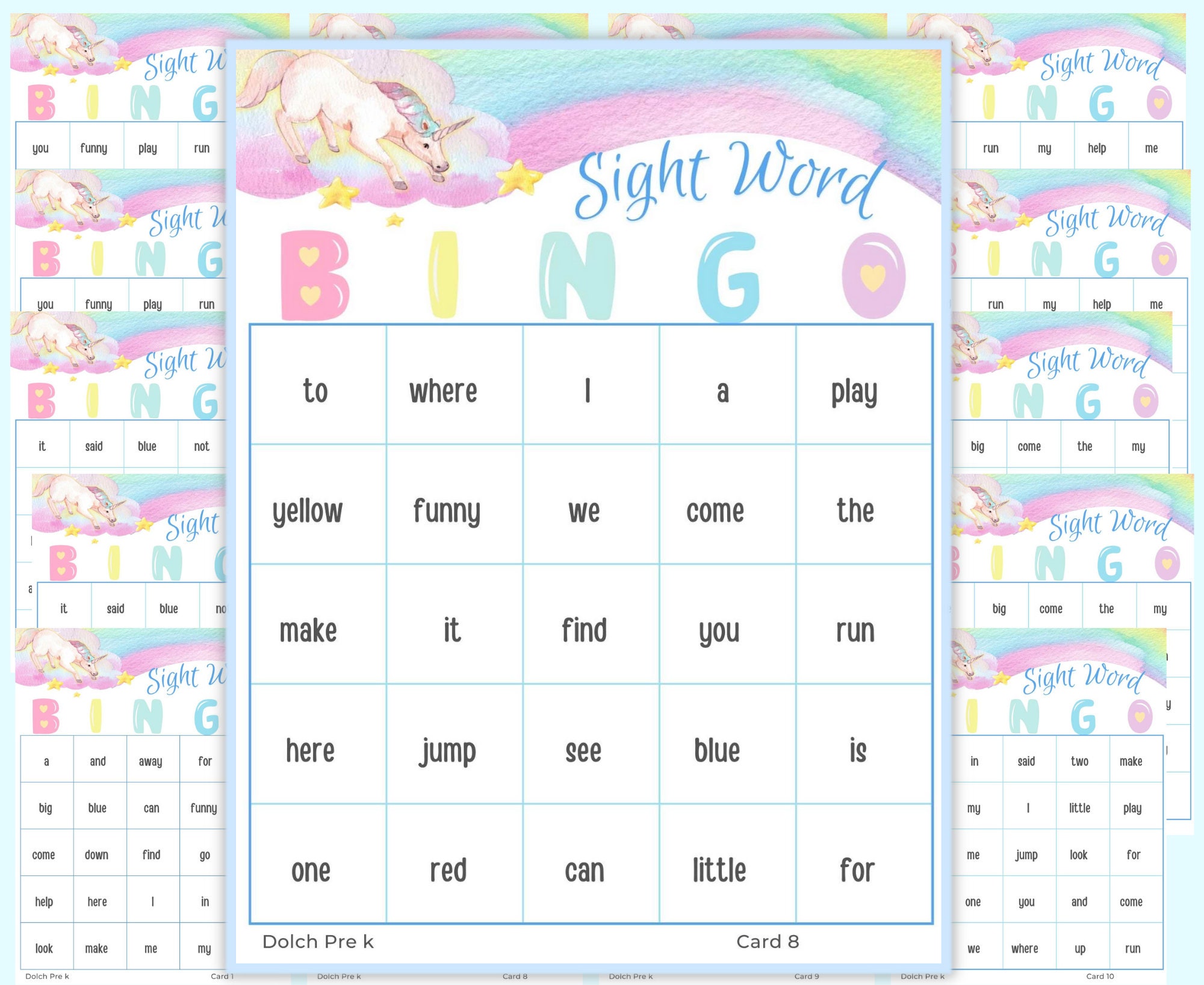 Prek Sight Word Bingo Dolch Sight Words Instant Download - Etsy