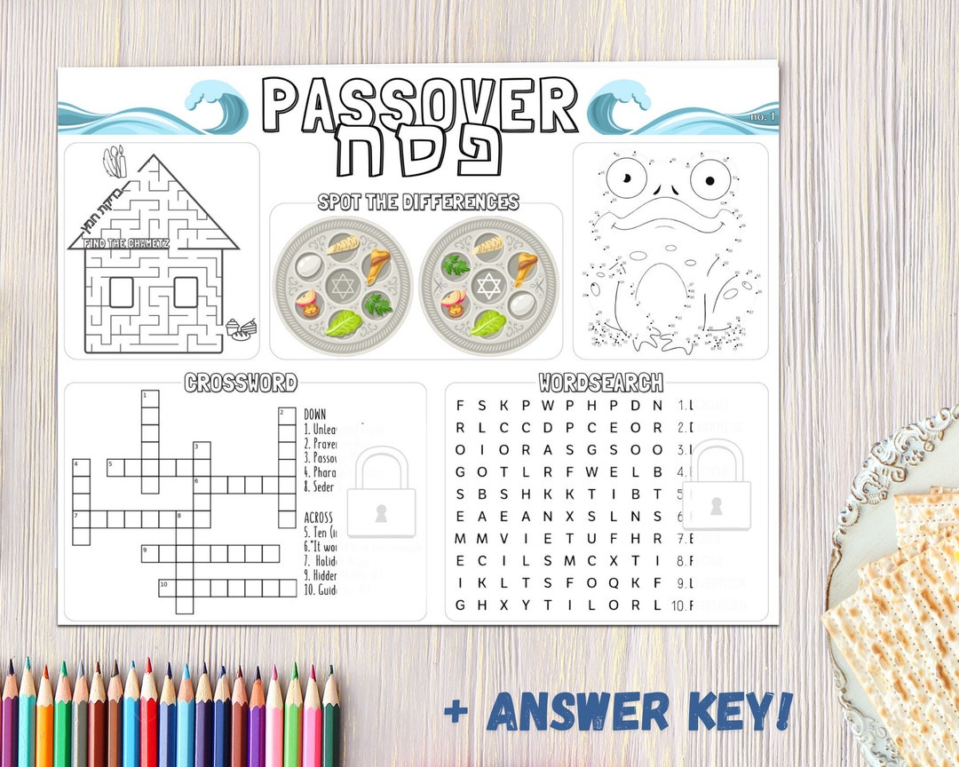 Printable PASSOVER Placemat Activity Sheet פסח PESACH Seder Puzzle ...