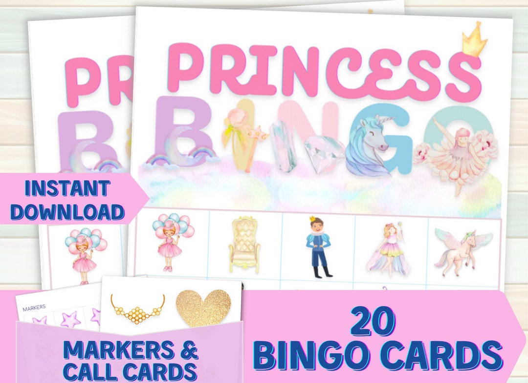 Princess Bingo | Girls Birthday Games | Rainbow Party | Unicorn Party ...