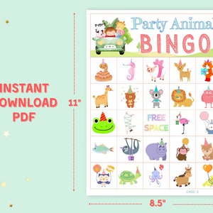 Safari Party Game! Birthday Bingo With Cute Animal Icons, Safari ...