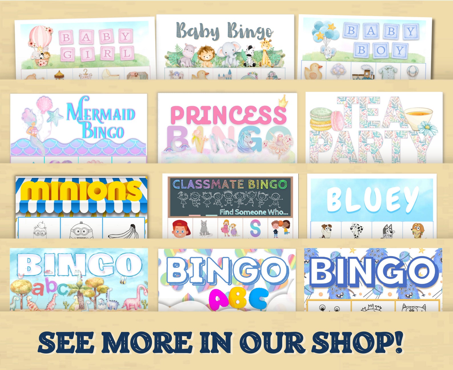 Safari Party Game Birthday Bingo With Cute Animal Icons - Etsy