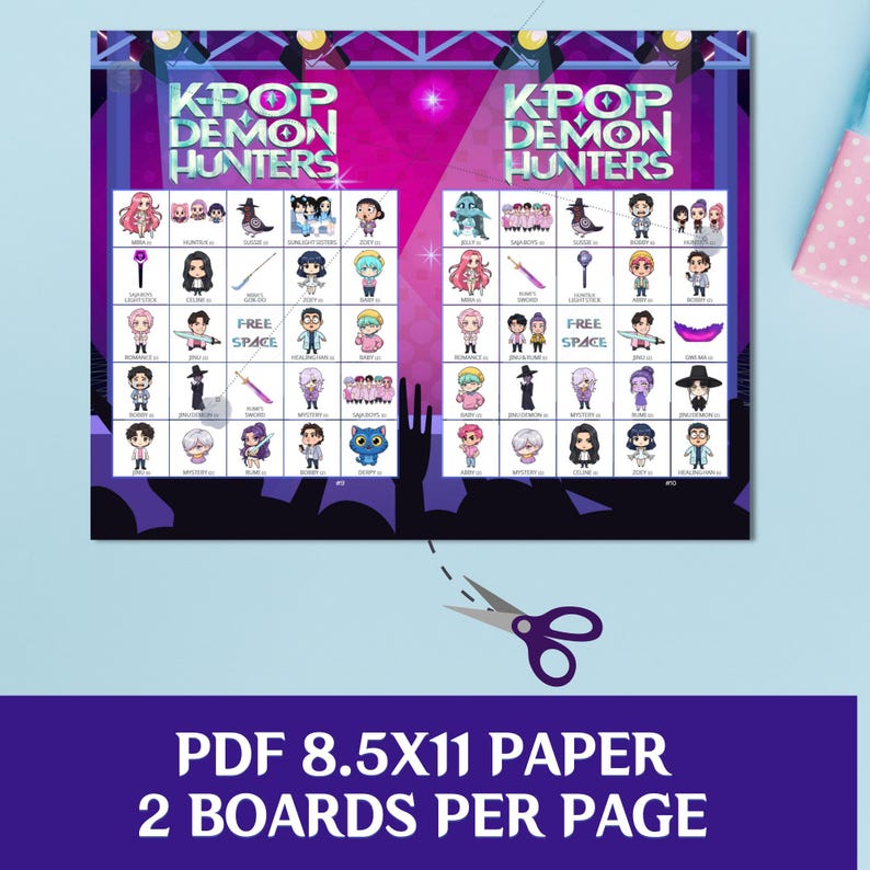 KPOP Demon Hunters Birthday Party Printable Games Bingo | Fun Hunters ...