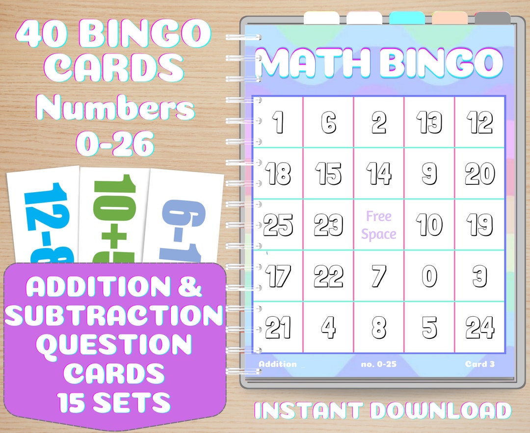 Math Bingo, Fun Math Activity, Addition Math Games, Addition Worksheet ...