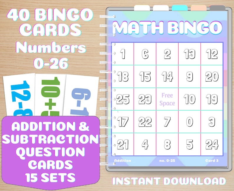 Math Bingo, Fun Math Activity, Addition Math Games, Addition Worksheet ...