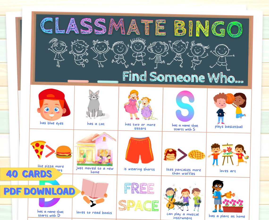 Classmate Get to Know You Bingo, BACK TO SCHOOL Icebreaker, Kids Find ...