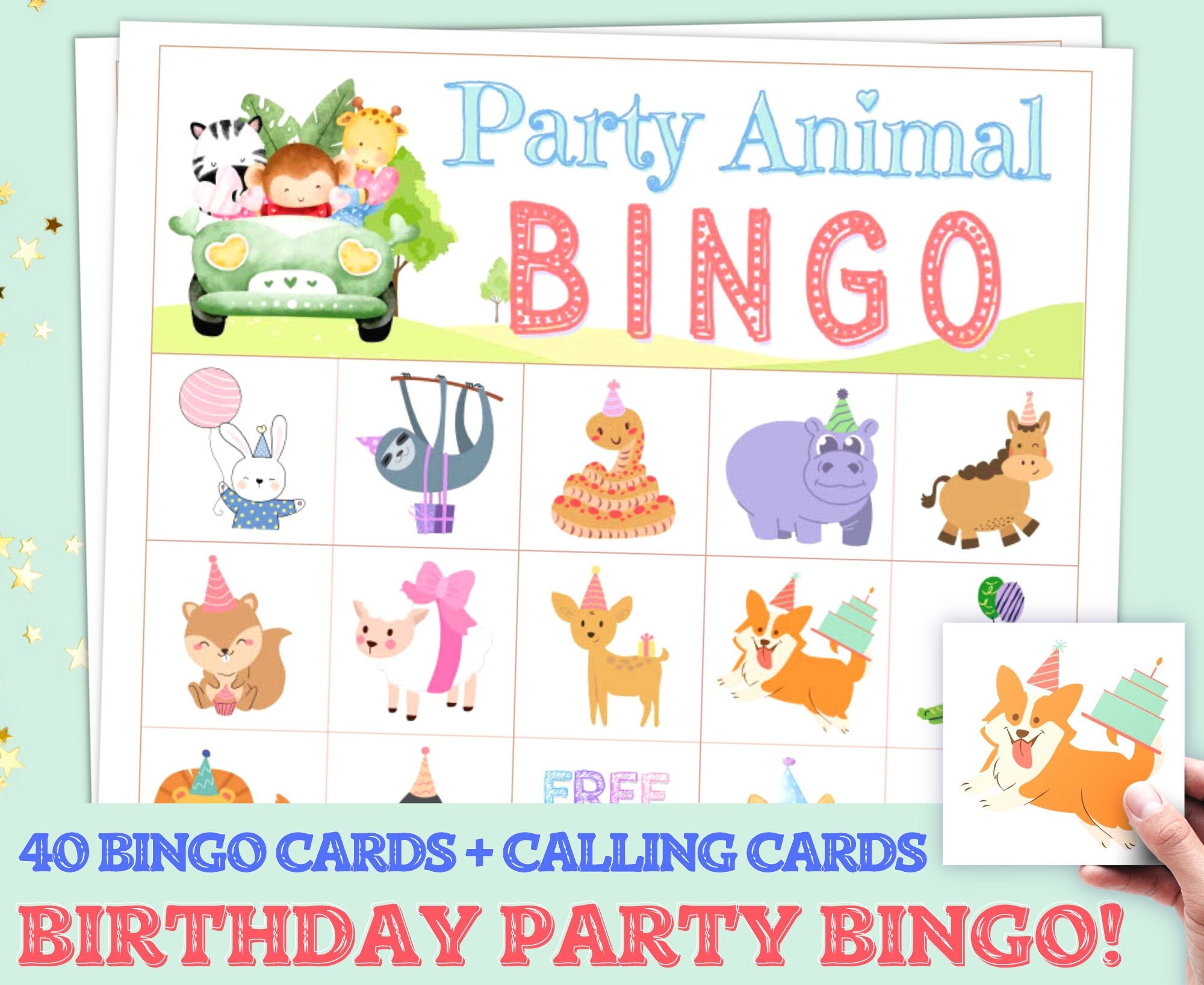 Safari Party Game Birthday Bingo With Cute Animal Icons, Safari ...