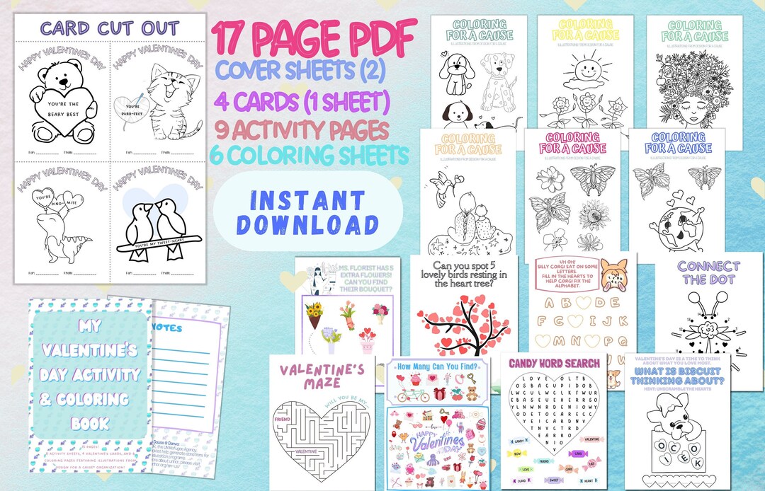 Printable Valentines Day Cards for Kids / Coloring Cards and Learning ...