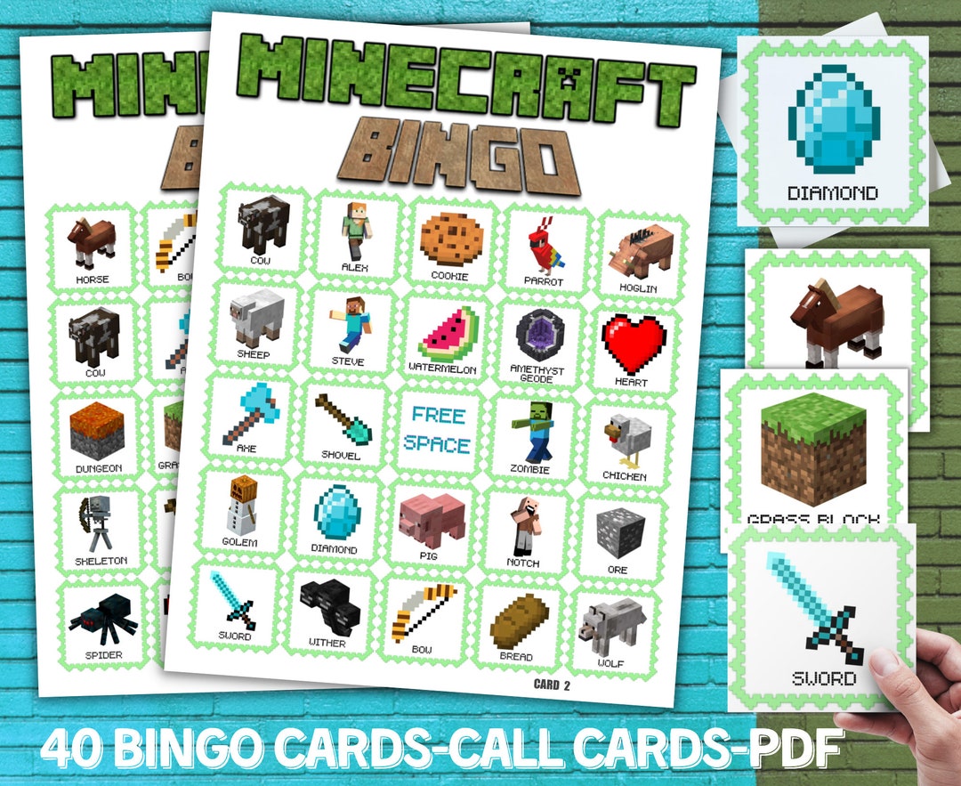 Party Bingo Mincrafter Birthday Gamer Bingo Pixel Mining - Etsy
