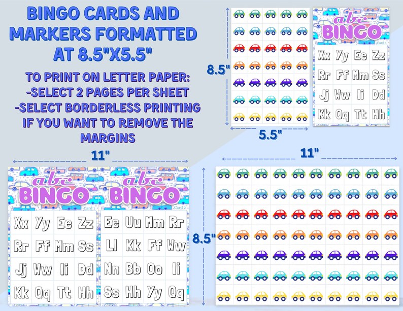 Cars Party Games Cute ABC Coloring Alphabet Bingo Fun Way - Etsy