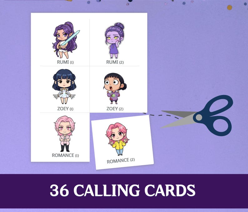 KPOP Demon Hunter Printable Birthday Games Bingo, Fun K-pop Party ...