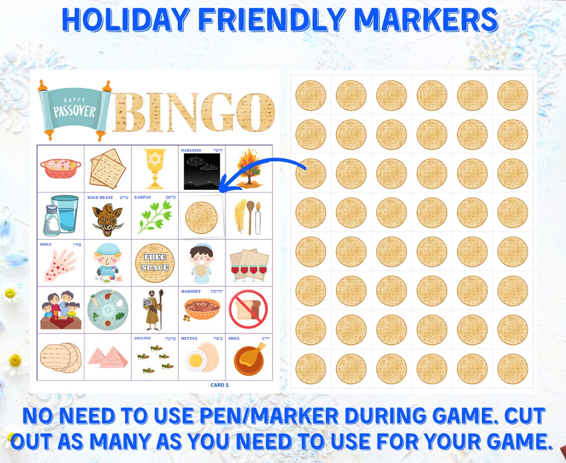 PASSOVER Bingo | PESACH Game | Fun Passover Activities | Kids Passover ...