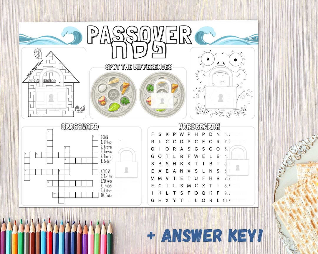 Printable PASSOVER Placemat Activity Sheet פסח PESACH Seder Puzzle ...