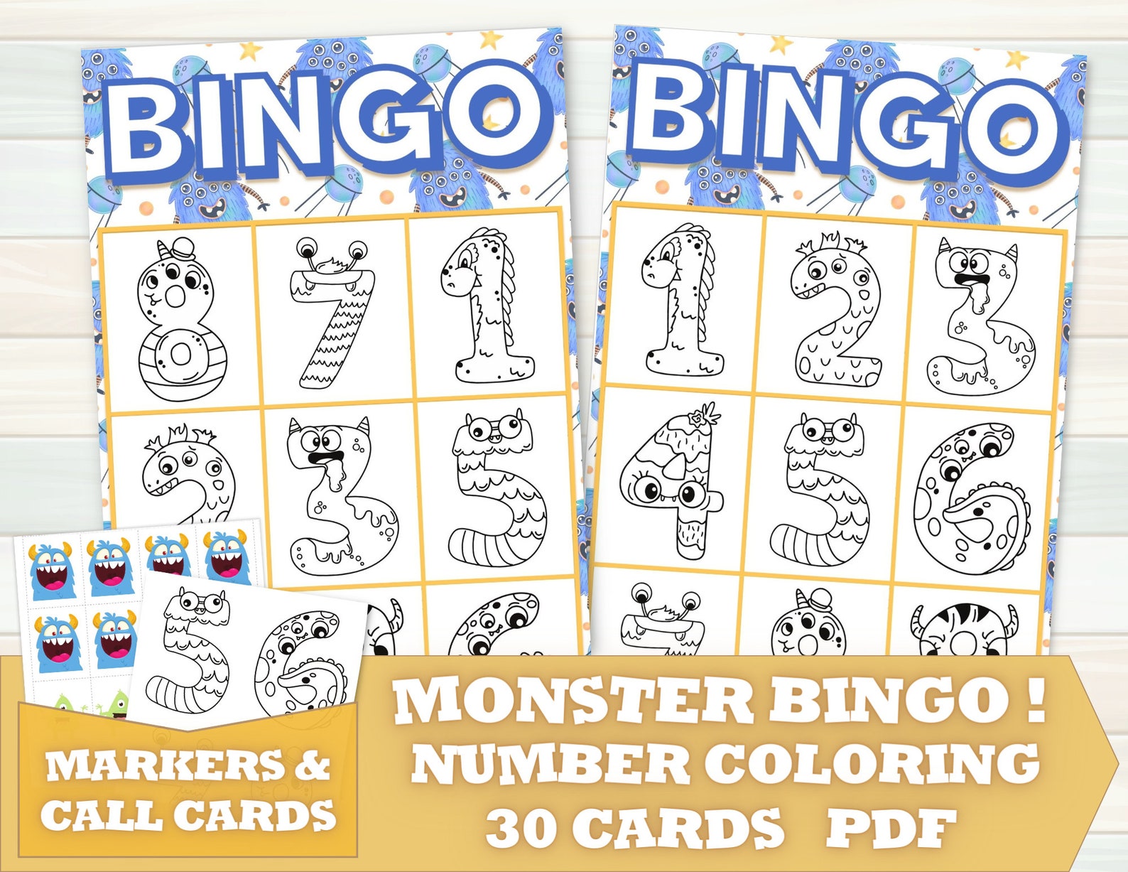 Numbers Bingo Game for Preschoolers Birthday Party Games Numbers ...