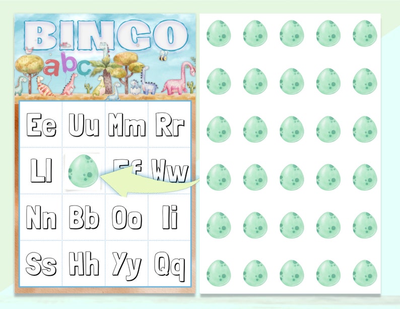 ALPHABET Games Fun ABC Coloring Sheets Dinosaur Bingo - Etsy