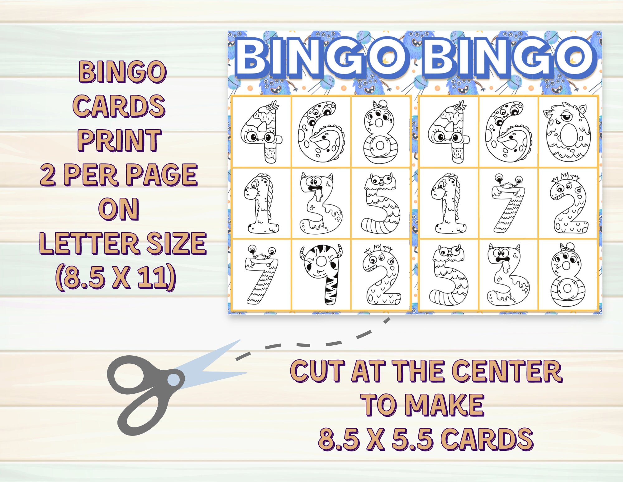 Numbers Bingo Game for Preschoolers Birthday Party Games Numbers ...