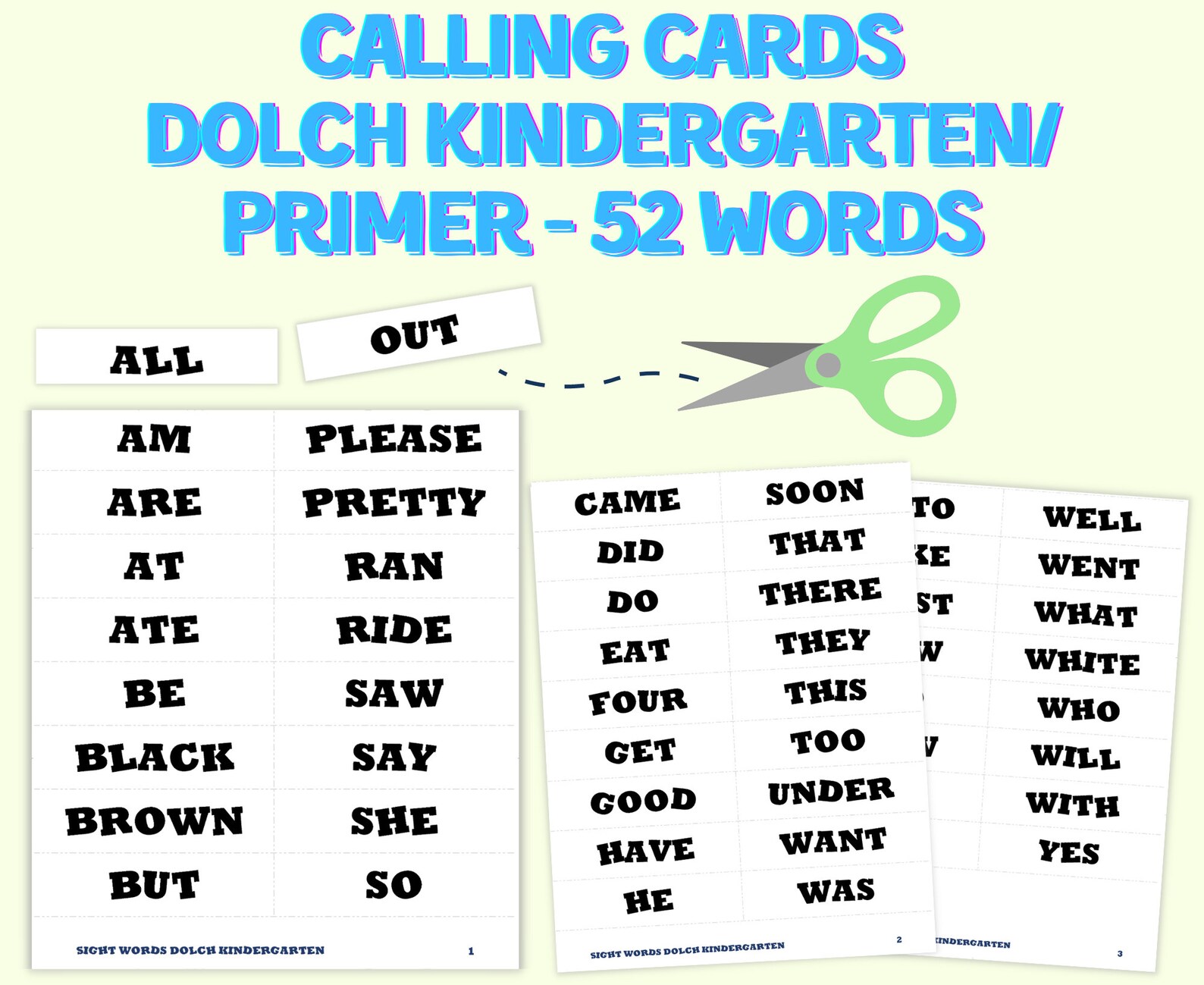 SIGHT WORD Bingo DOLCH Primer Instant Download - Etsy