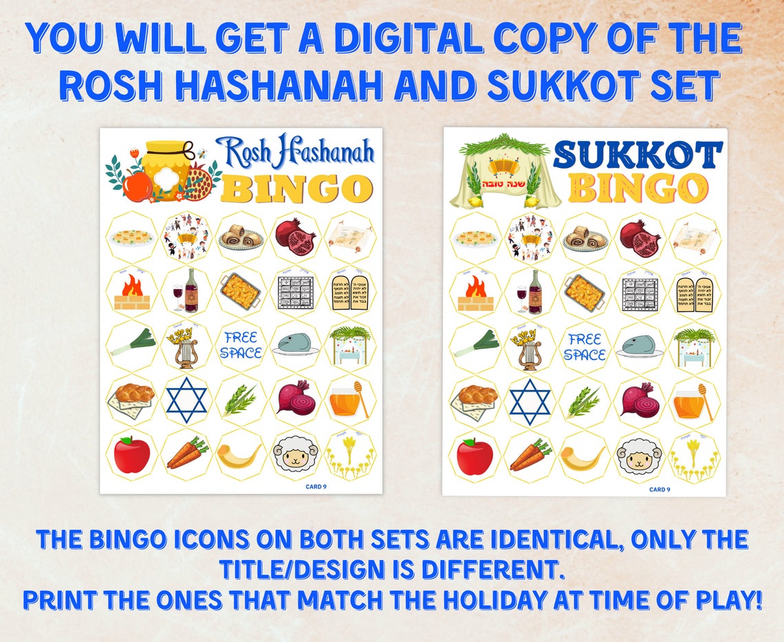 ROSH Hashanah Bingo Rosh Hoshana Games Fun Rosh Hashanah - Etsy