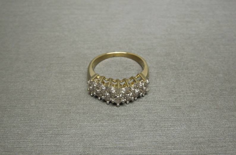 10k Gold Vintage Diamond Pyramid Ring - Etsy