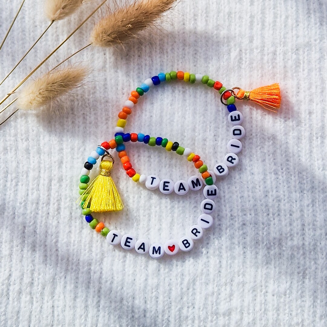 Simple TEAM BRIDE Bracelets with Heart, JGA Bracelets, Bridal Bracelets ...