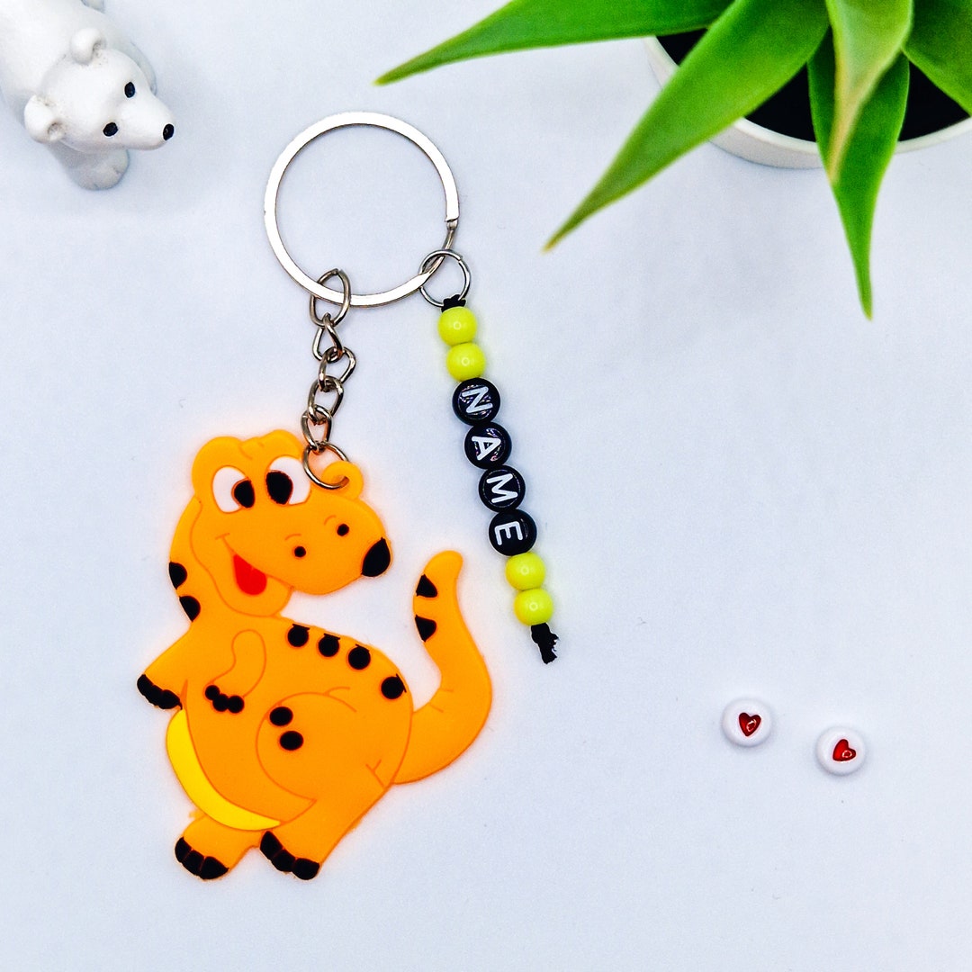 Dino Keychain Name, Name Keychain, Personalised Keychain, School ...
