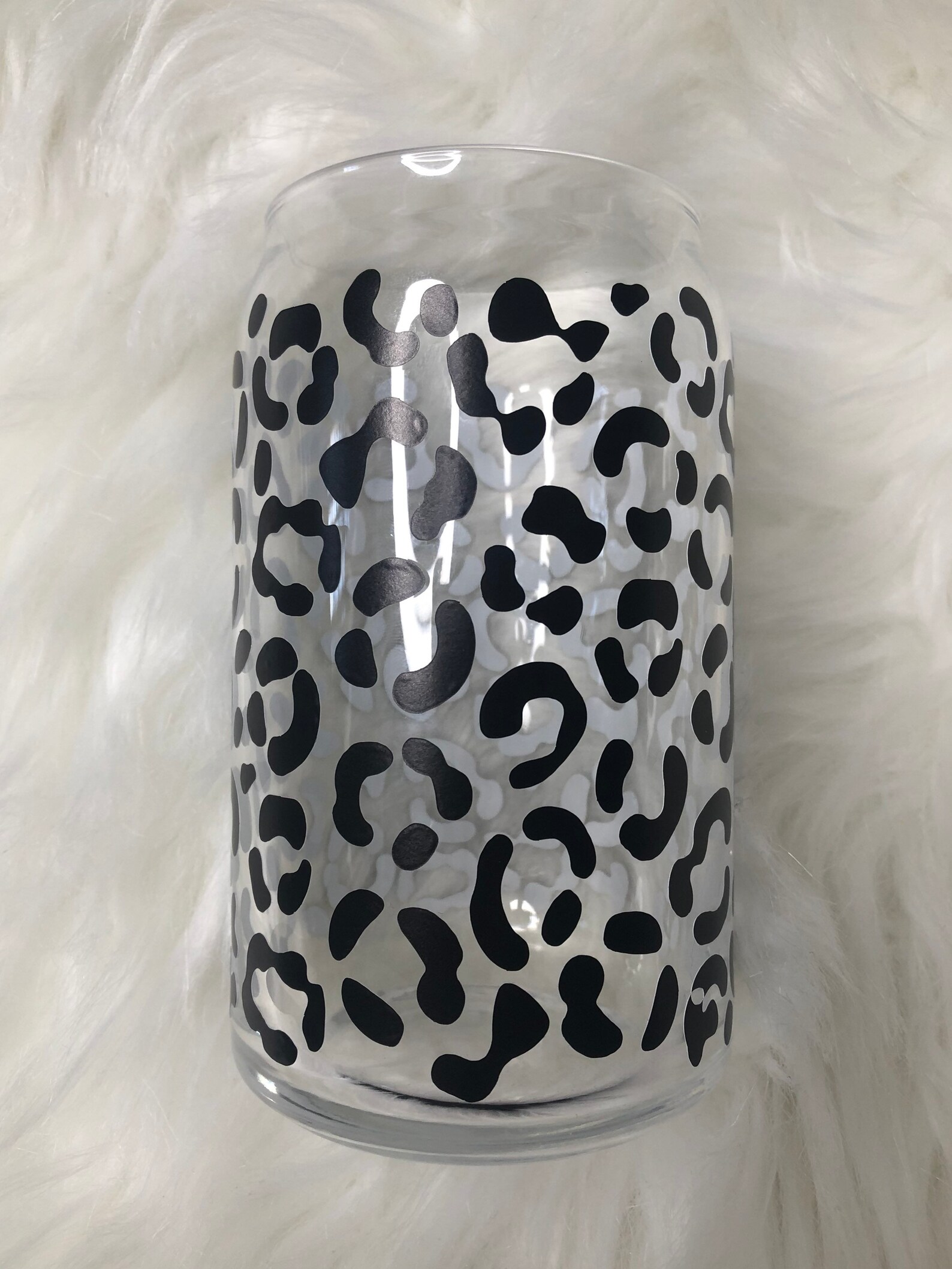 Leopard Glass Can | Libby Can | 16 Oz Glass | Animal Print - Etsy