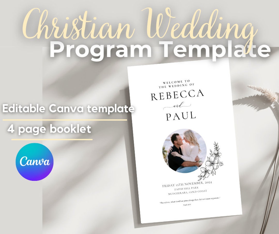 Christian Wedding Program Customisable Template - Etsy