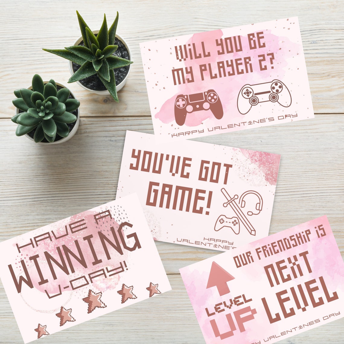 Gamer Valentine's Day Cards Digital Download Nerdy | Etsy