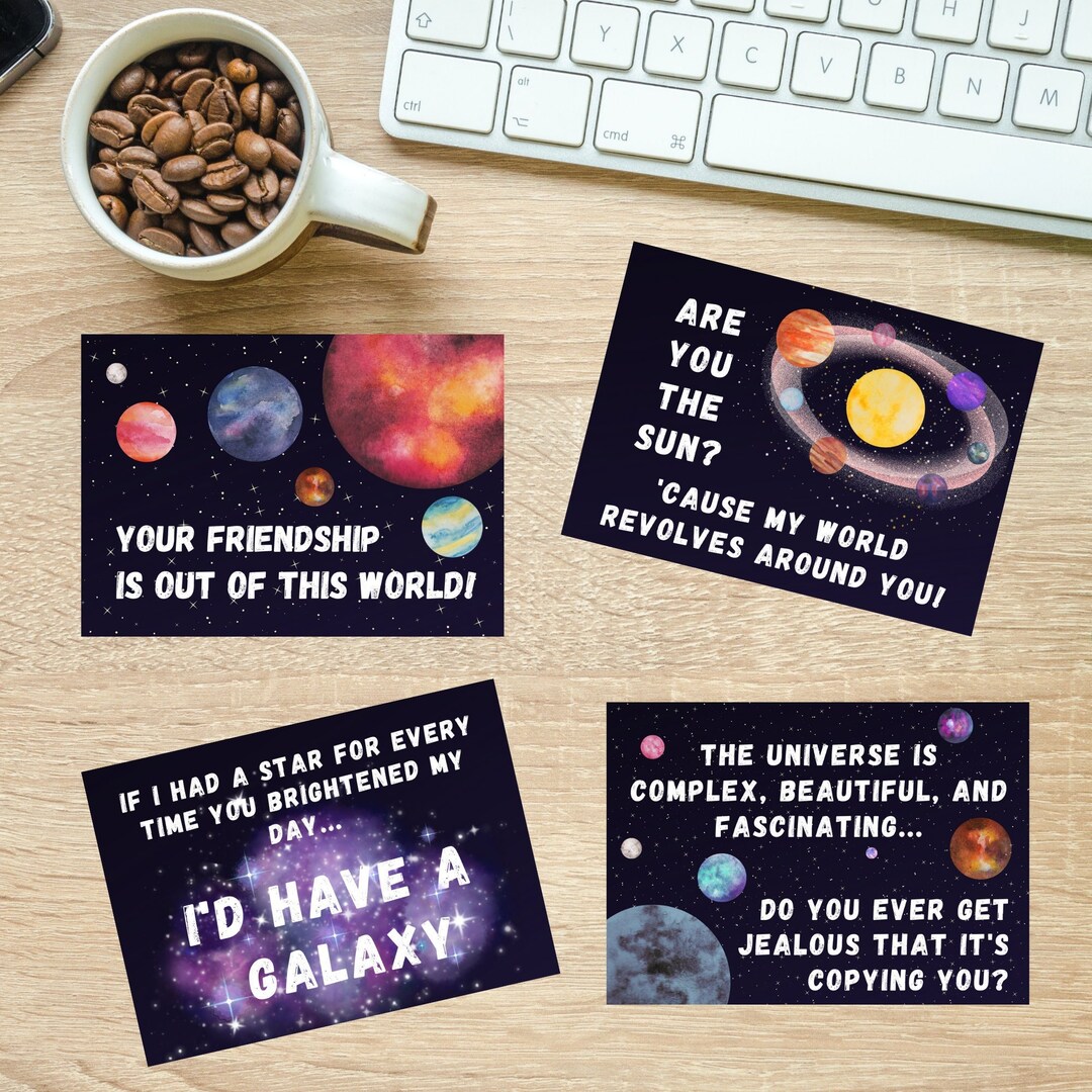 Space Themed Valentine's Day Cards Digital Download, Astronomy Card Set ...