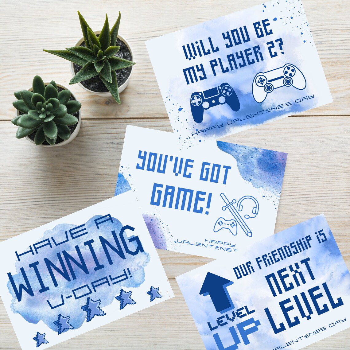 Gamer Valentine's Day Cards Digital Download Nerdy - Etsy