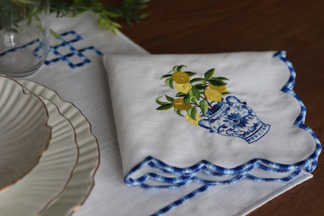 Lemon Tree Embroidery Dinner Napkins and Placemats - Etsy