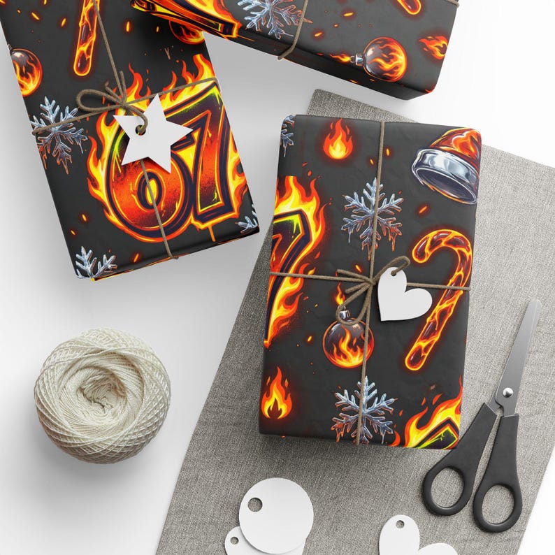 Flaming 67 Candy Cane Ornament Pattern Wrapping Paper | Holiday ...