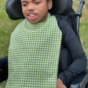 Elizabeth Flannel in Olive - Luxury Bib for Teens and Adults - 1 Bib - Etsy