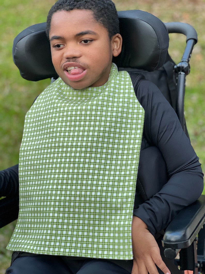 Elizabeth Flannel in Olive - Luxury Bib for Teens and Adults - 1 Bib - Etsy