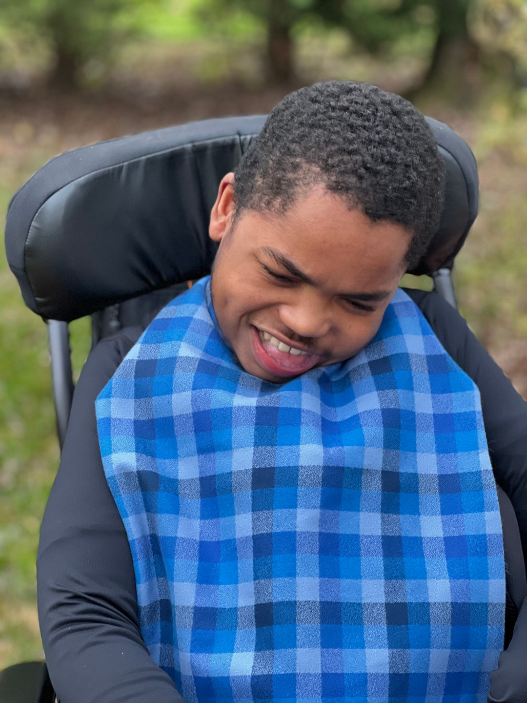 Mammoth Flannel Plaid in Royal Blue- Luxury Bib for Teens and Adults ...