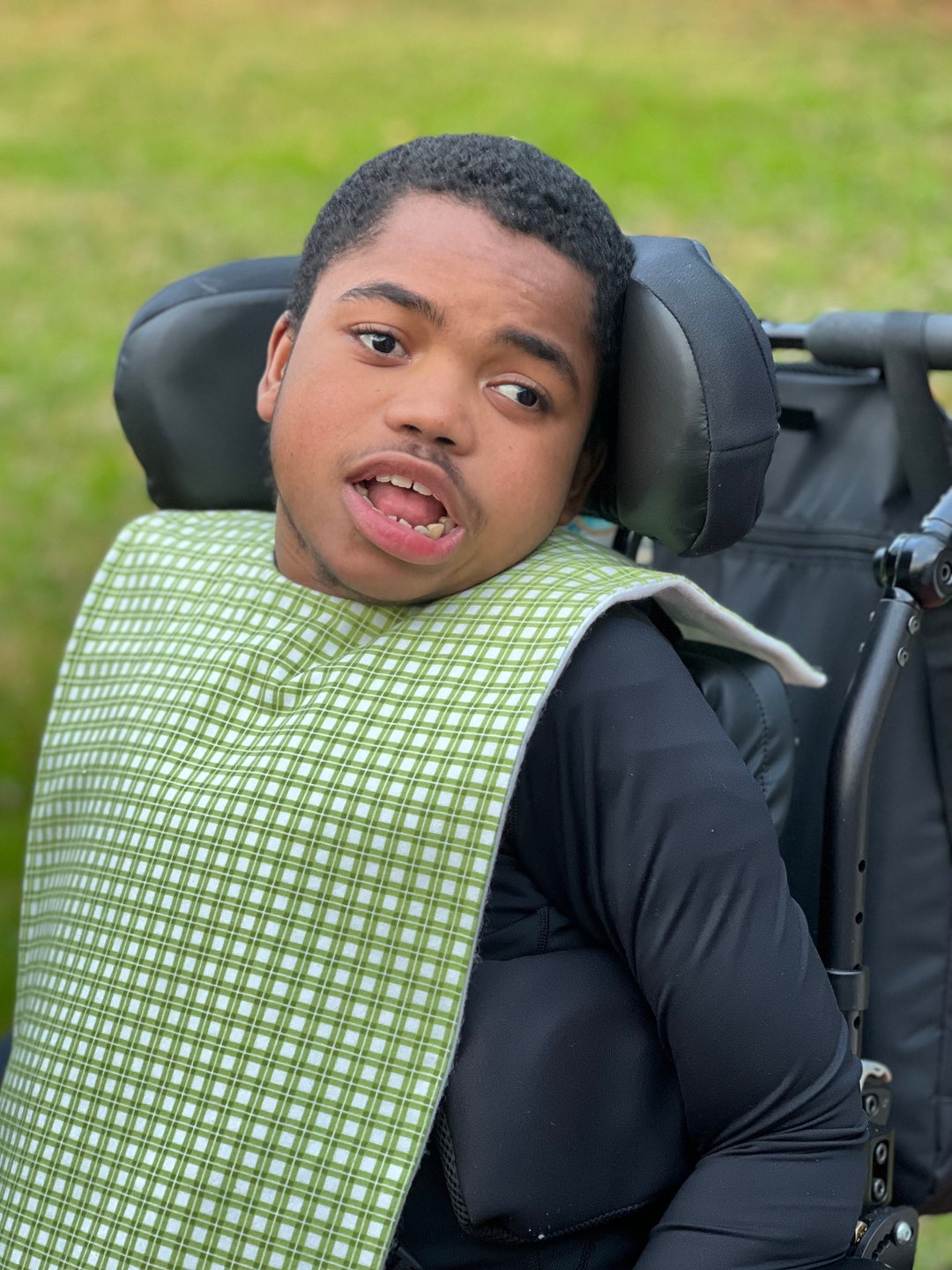 Elizabeth Flannel in Olive With Shoulder Coverage - Luxury Bib for ...