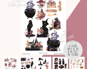Printable Witch Stickers - Etsy