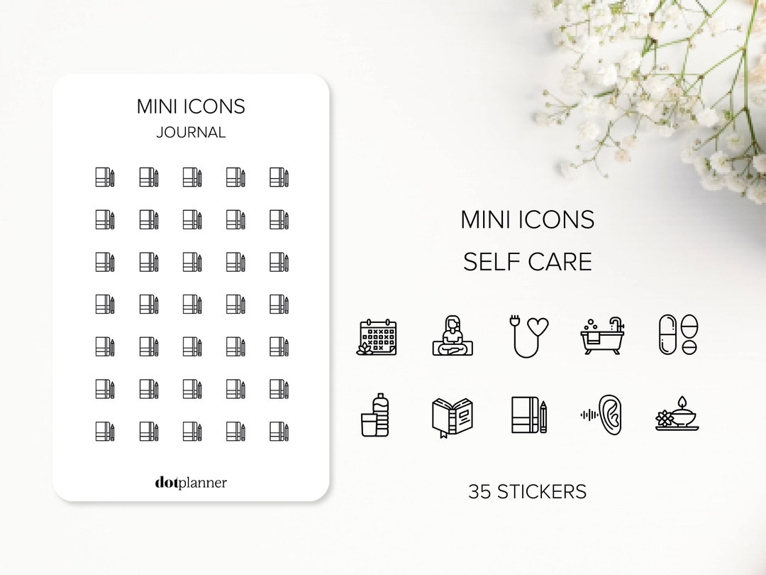 SELF CARE Mini Icons Transparent Matte Stickers Minimal Functional ...