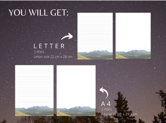 Instant Download Printable Note Paper Digital Letter Paper Trees ...