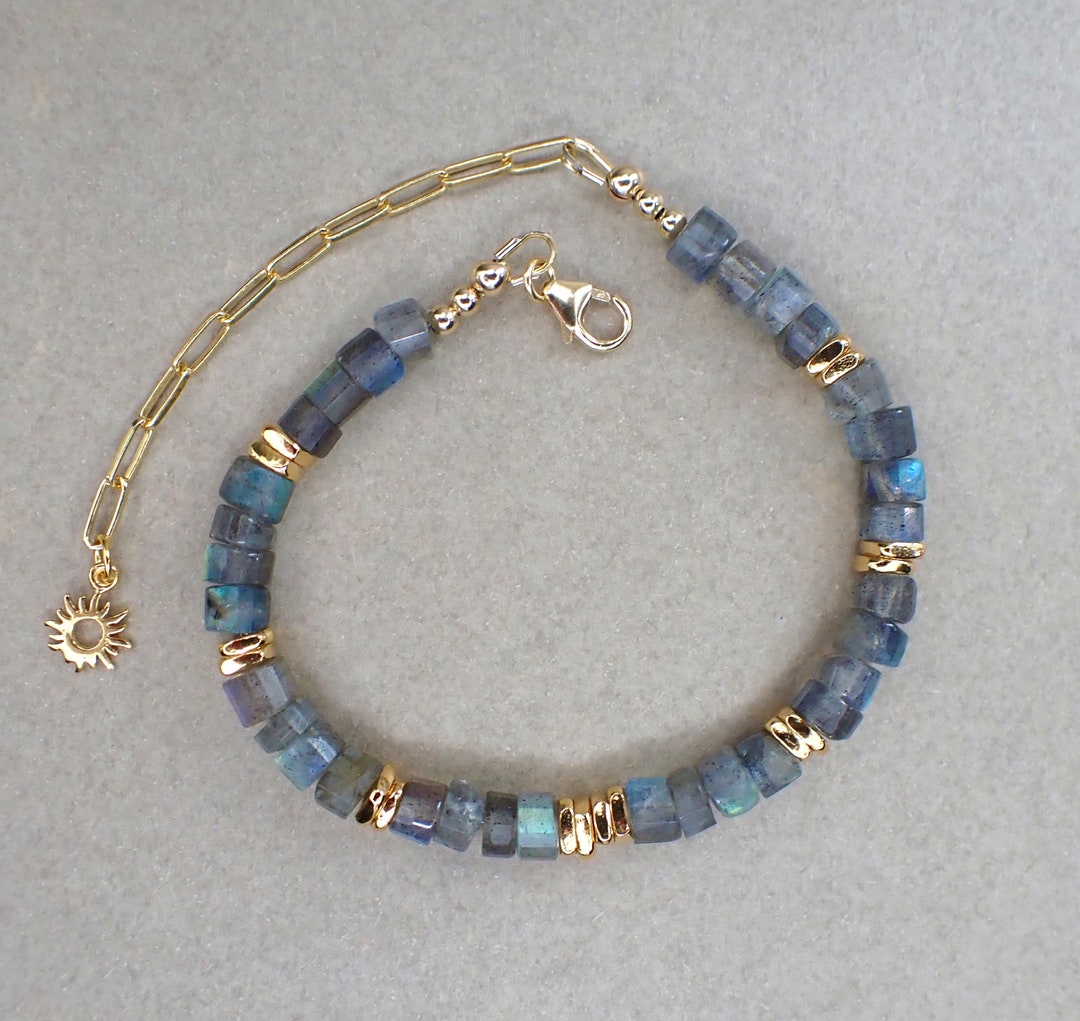 Gorgeous Labradorite and Gold Vermeil Hill Tribe Bracelet | Beaded ...